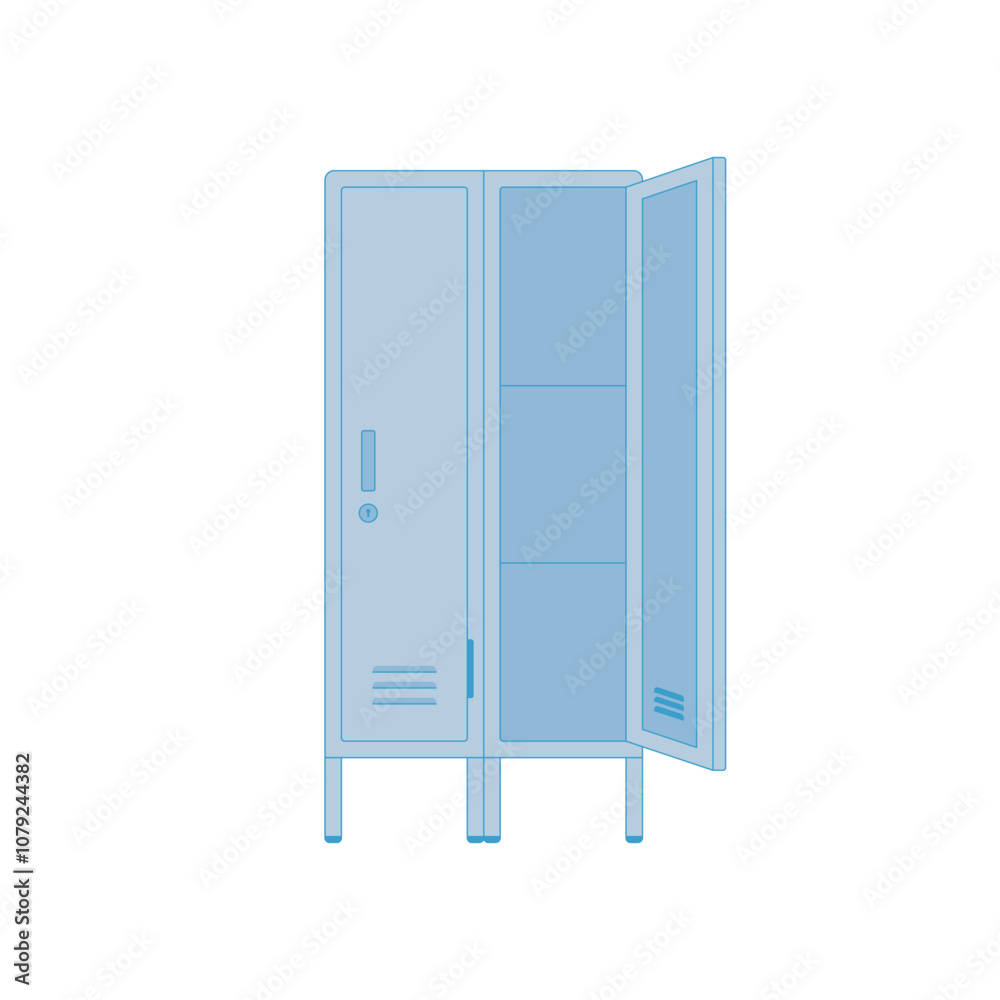 Metal blue locker for modern interior design. Wardrobe for locker rooms ...