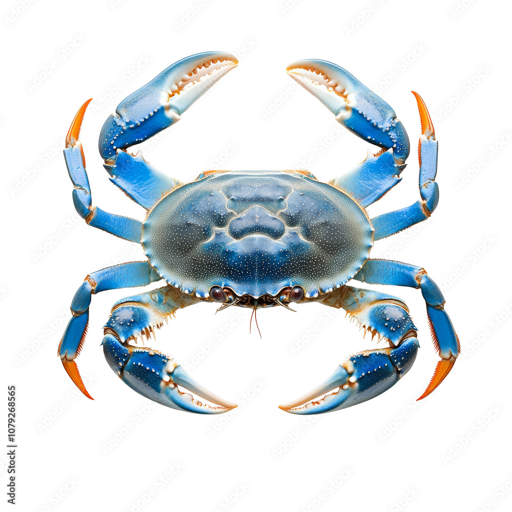 Colorful blue crab on transparent background for educational display ...