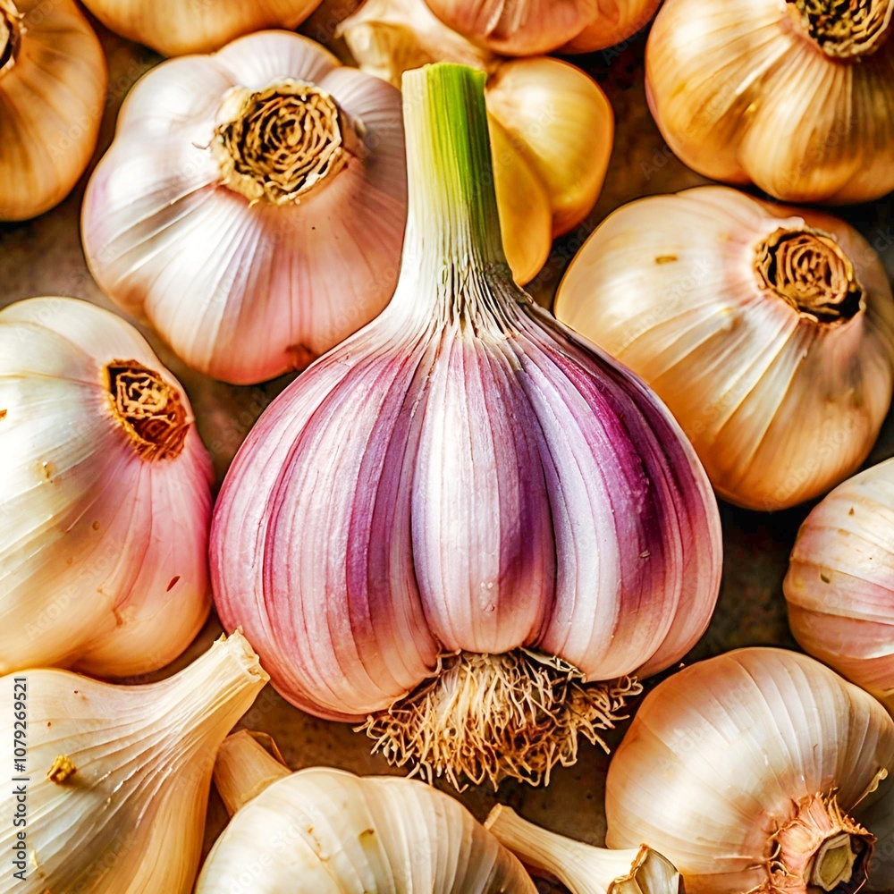 Garlic bulb and clove isolated. Garlic bulbs with sliced cloves on ...