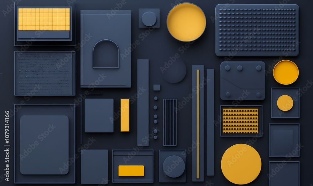 Bento grid layout with modern graphic design elements in gray color on ...