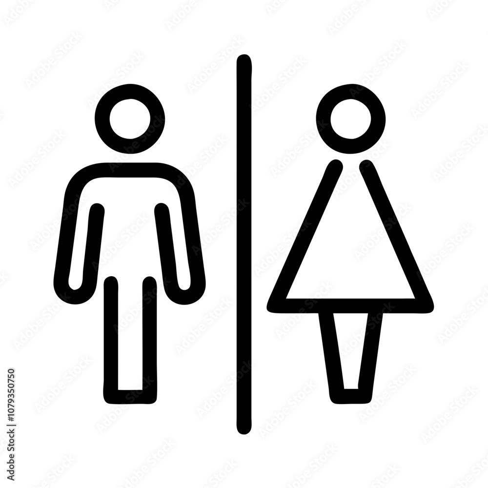 Restroom symbol representing male and female facilities for public use ...