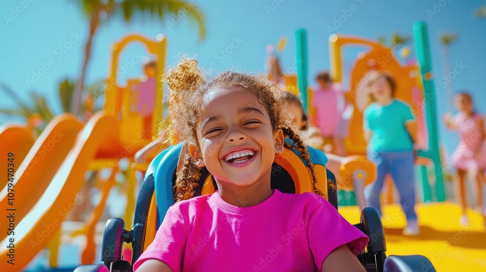 Children of all abilities enjoy an accessible playground together under ...