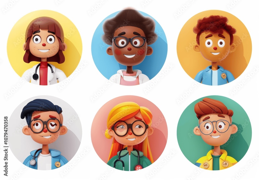 Cute Minimalistic Avatars for Gaming Profiles on White Background with ...
