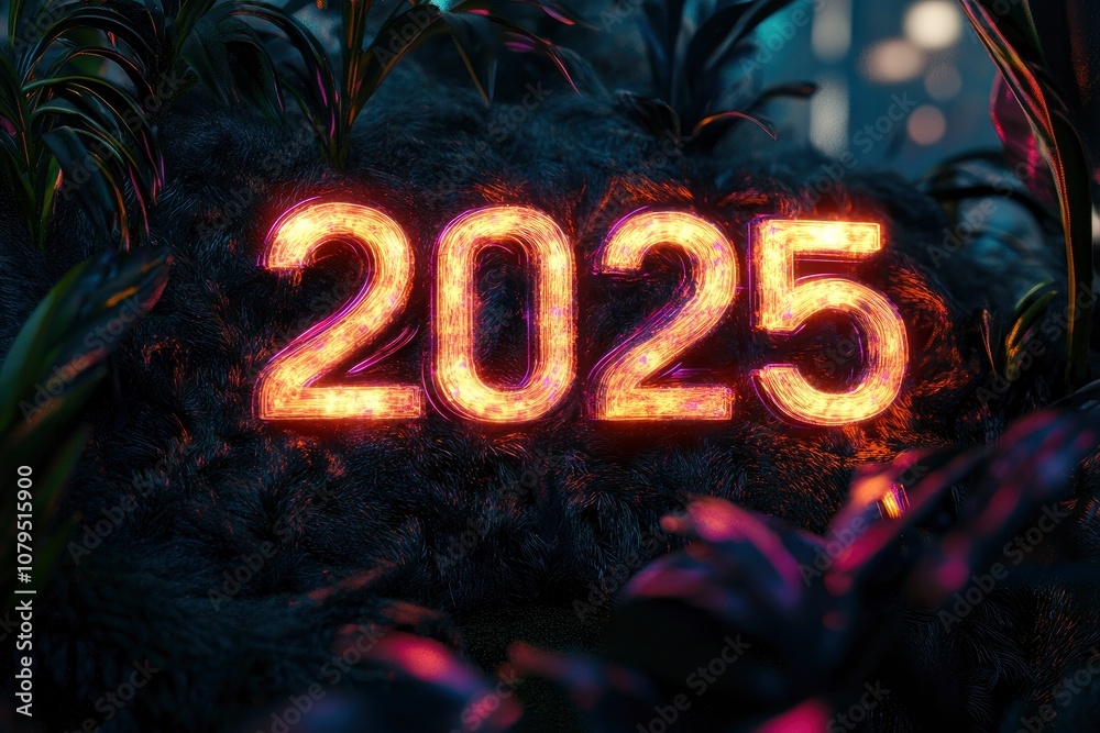 text "2025" , effect , photoshop mockup , ai Stock Illustration | Adobe ...
