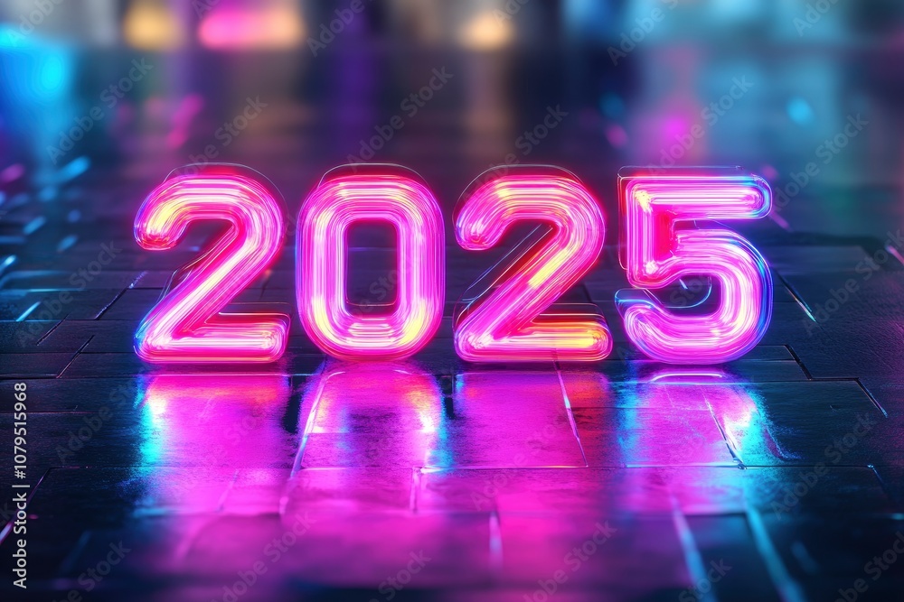 text "2025" , effect , photoshop mockup , ai Stock Illustration | Adobe ...