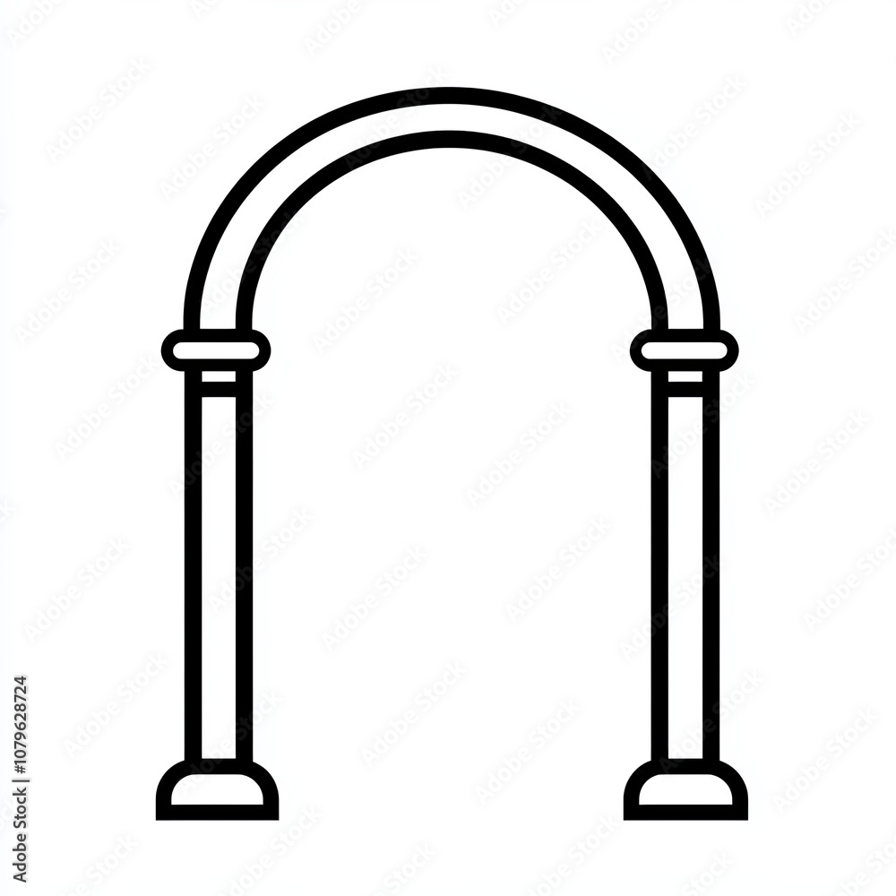 This line drawing represents a wedding arch, ideal for use in event ...