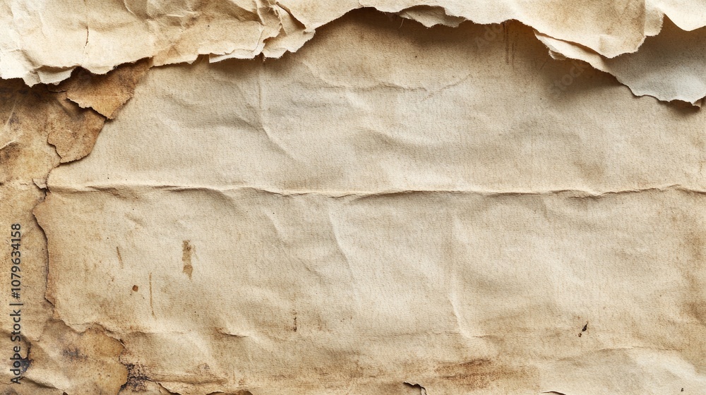 Vintage paper texture background featuring a worn torn sheet ...
