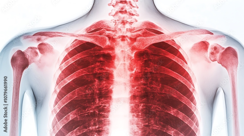 X Ray Scan of the Human Thoracic Skeleton and Chest Cavity Revealing ...