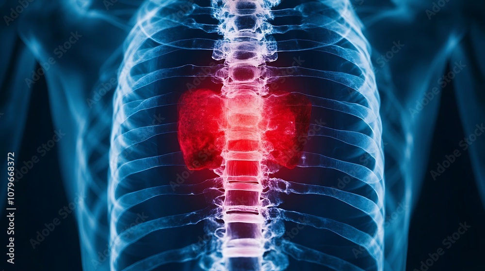 Glowing X Ray Scan of Human Rib Cage Revealing Anatomy and Internal ...