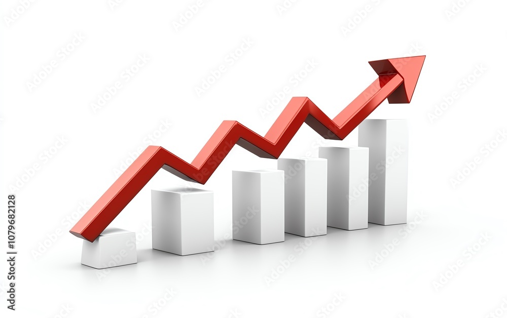 Upward trend growth chart with a bold success arrow, profit increasing ...