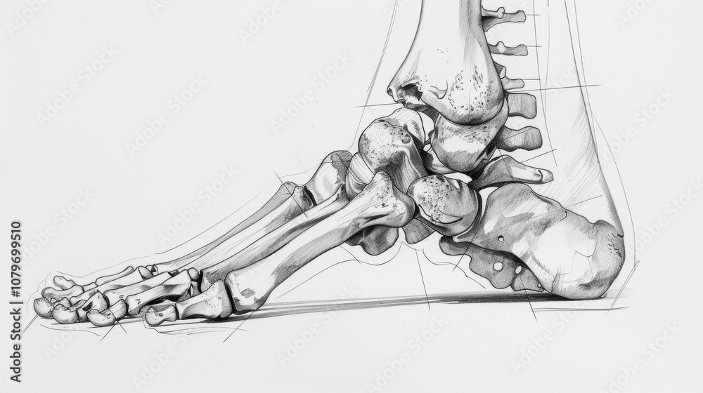Detailed Anatomy Sketch of Human Ankle Bones with Emphasis on Tarsals ...