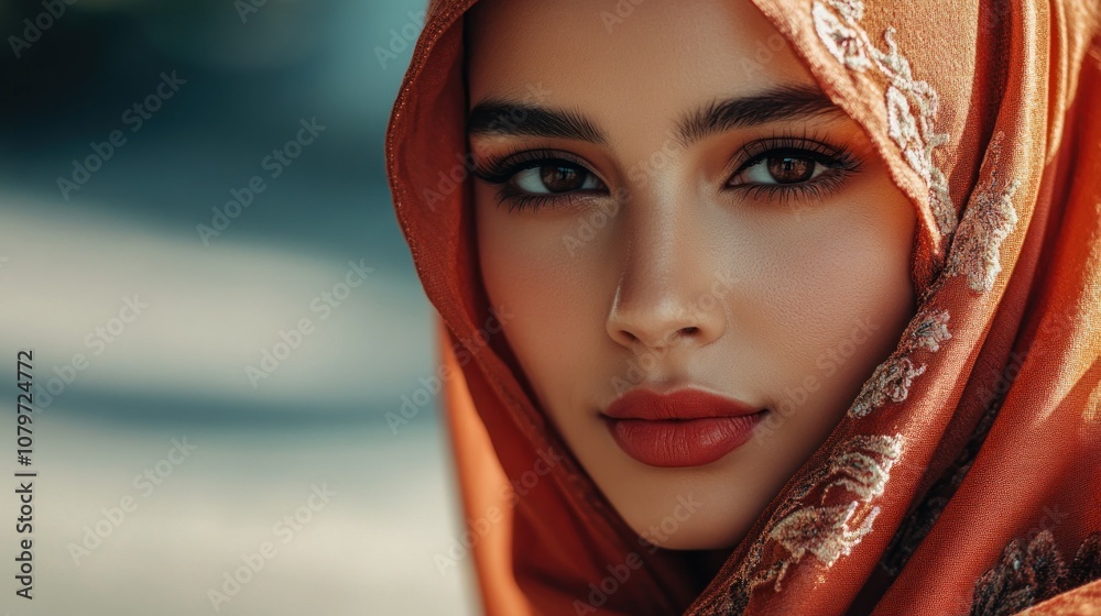 Beautiful woman asian muslim model with traditional make up regional ...