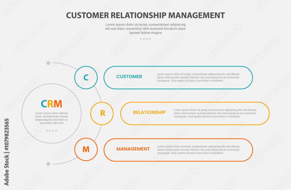 CRM customer relationship management infographic outline style with 3 ...