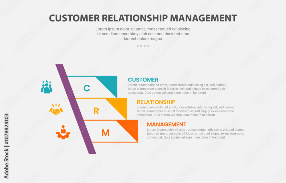 CRM customer relationship management infographic outline style with 3 ...
