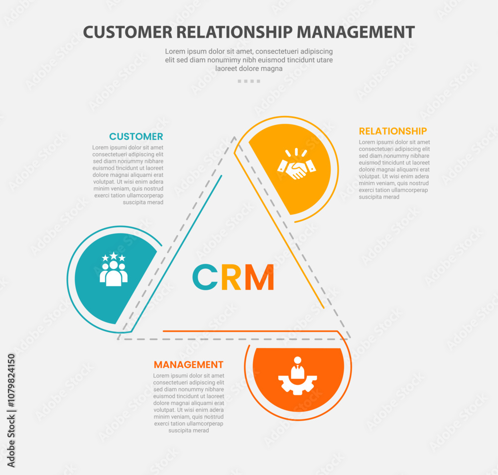 CRM customer relationship management infographic outline style with 3 ...