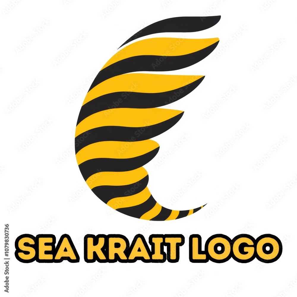 Logo featuring a stylized wing design in black and yellow colors. Stock ...