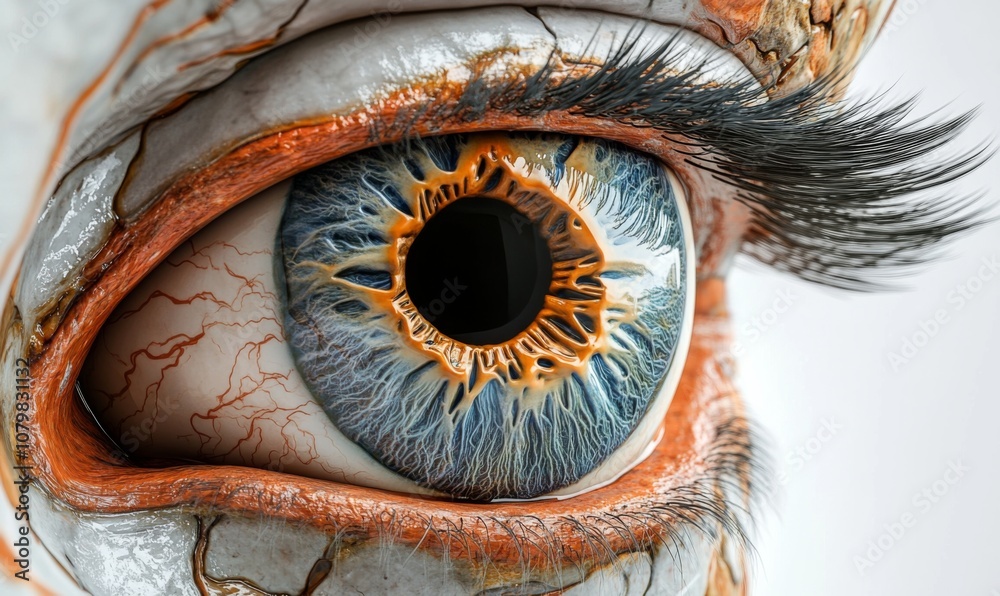 Ilustrace 3D model of the eye showing detailed anatomy like the cornea ...