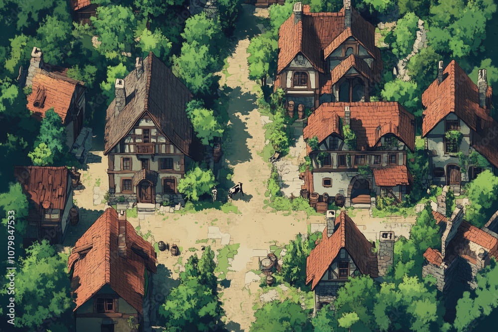 Countryside Town Tabletop RPG Map, Fantasy Streets Roleplaying Exterior ...