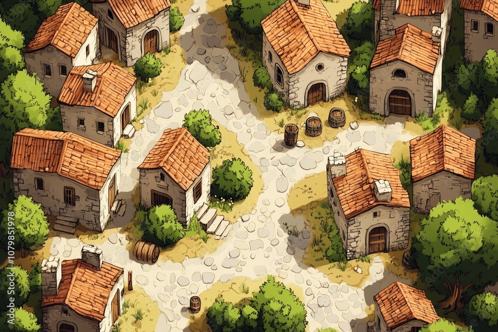 Countryside Town Tabletop RPG Map, Fantasy Streets Roleplaying Exterior ...