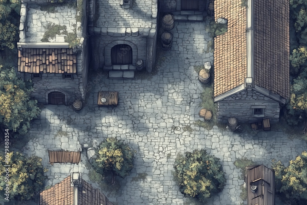 Countryside Town Tabletop RPG Map, Fantasy Streets Roleplaying Exterior ...
