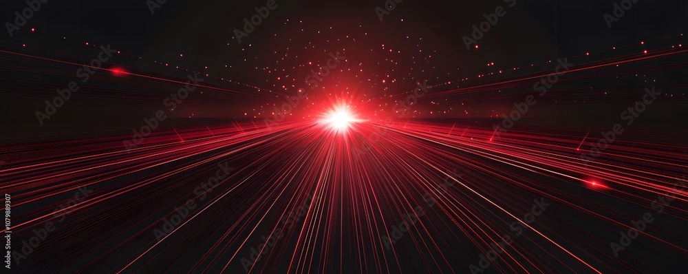 Red light ray background vector illustration with digital technology ...