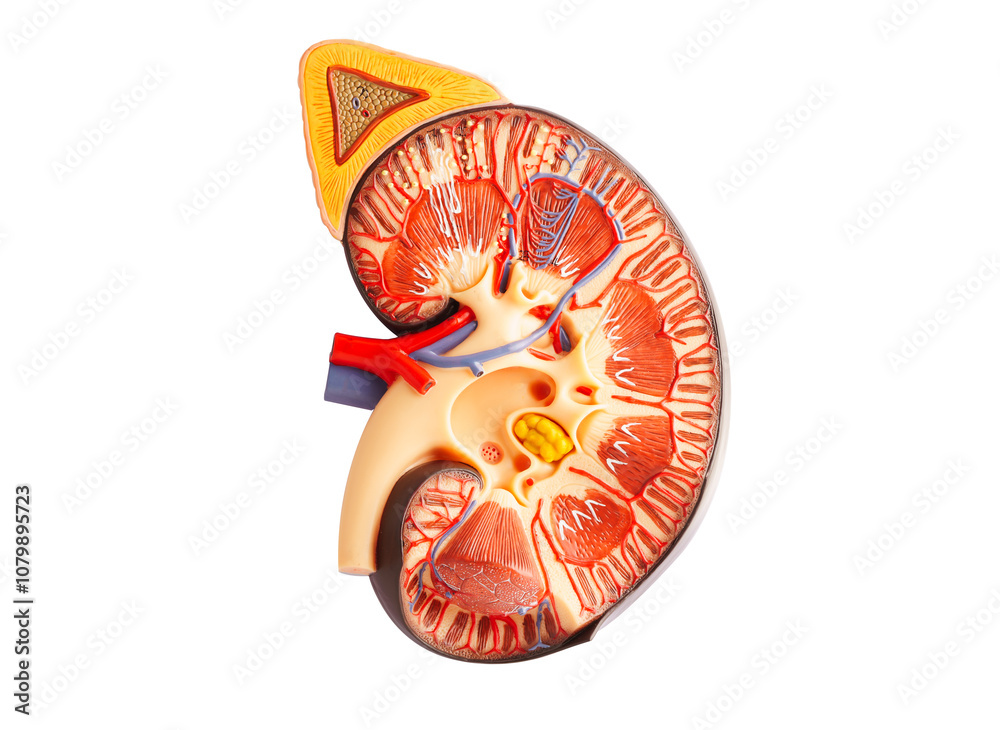 Kidney model isolated on white background with clipping path. Chronic ...