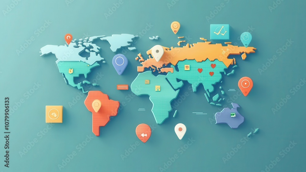 Education technology with gamification concept. A colorful, stylized ...