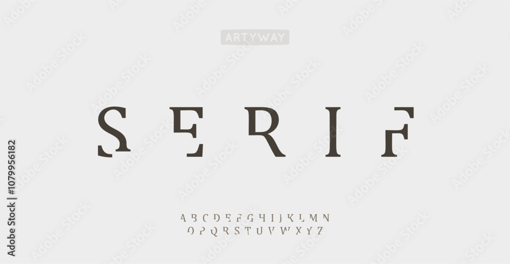 Minimalist modern typeface, futuristic serif letters, elegant refined ...
