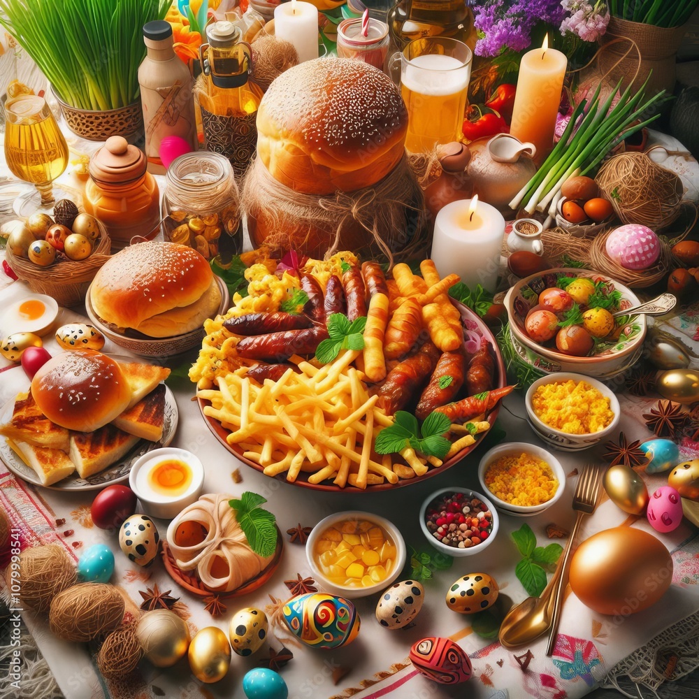 Serbian Easter Celebrated with traditional foods like čvarci an Stock ...