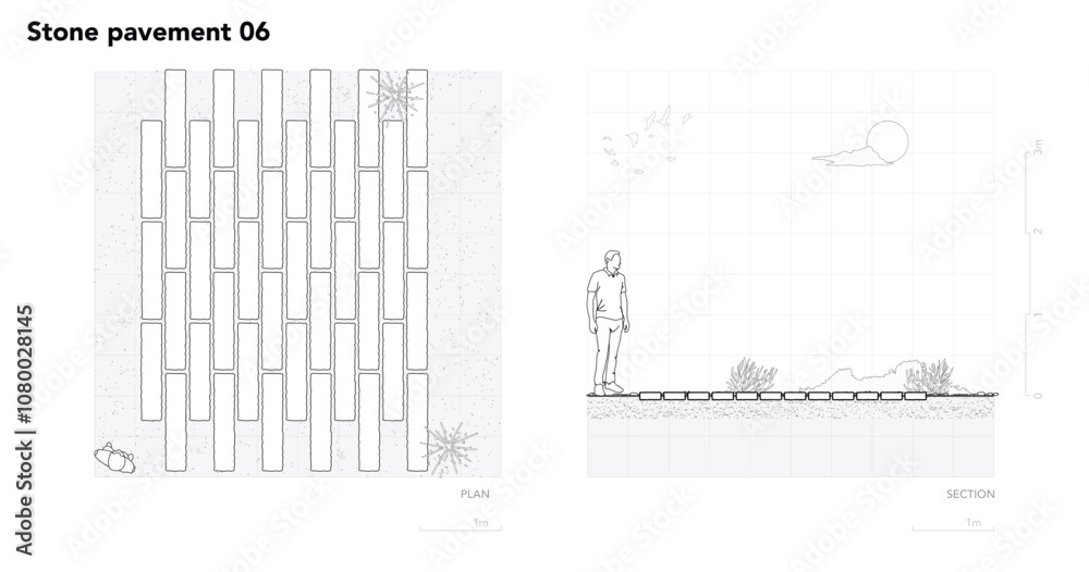 Architectural Drawings, Minimal style cad tree line drawing, Side view ...