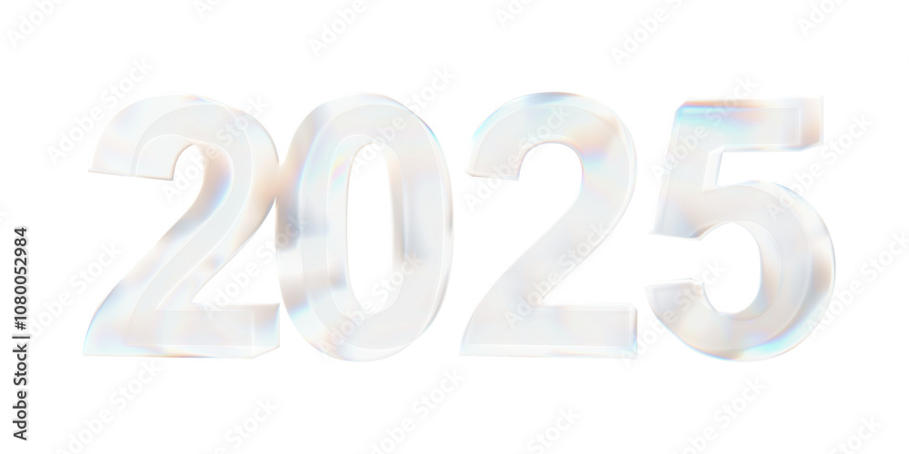 3d 2025 with glass distortion effect isolated on a transparent ...