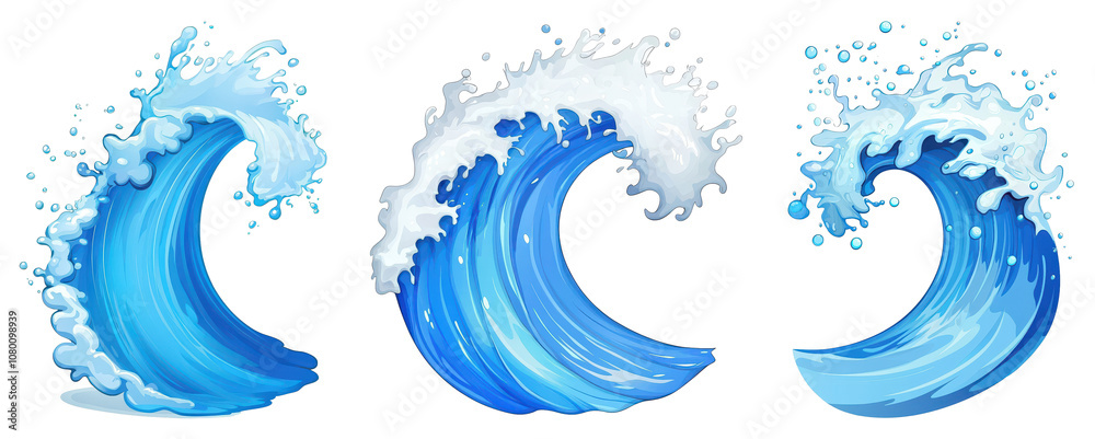 Dynamic ocean waves seaside digital art calm environment side view ...