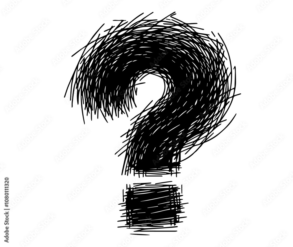 question mark symbols in rough sketch style – black vector art Stock ...