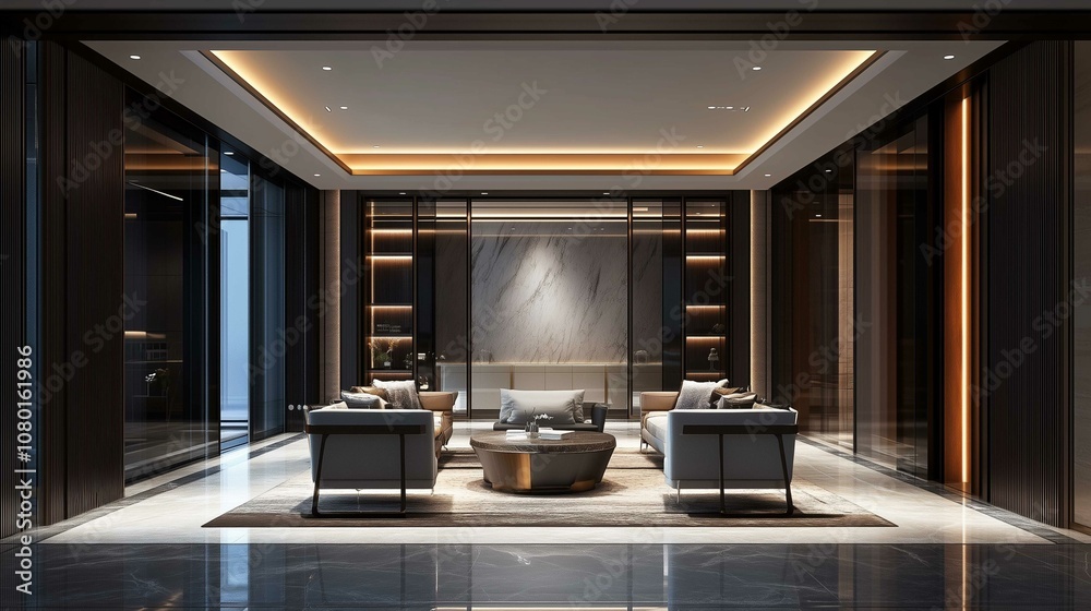 Luxury office interior design for a modern working background, open ...