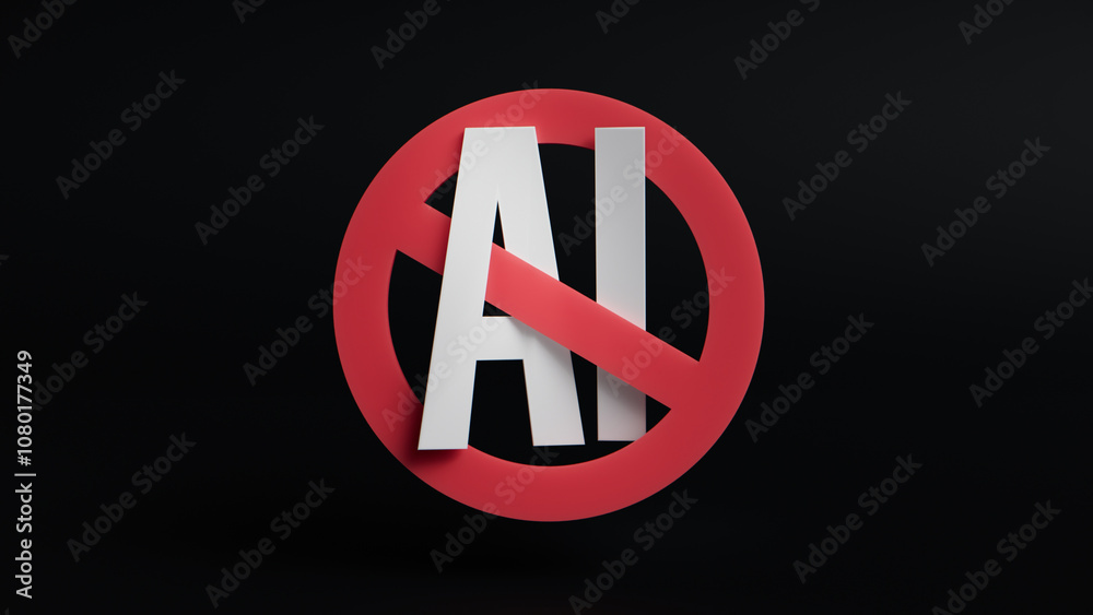 anti ai sign, 3D no ai symbol, no to artificial intelligence Stock ...