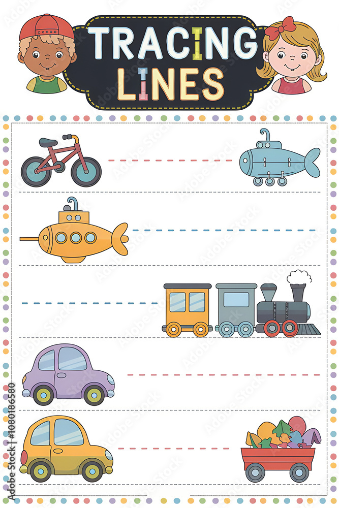 Trace line worksheets for children, Preschool handwriting practice ...
