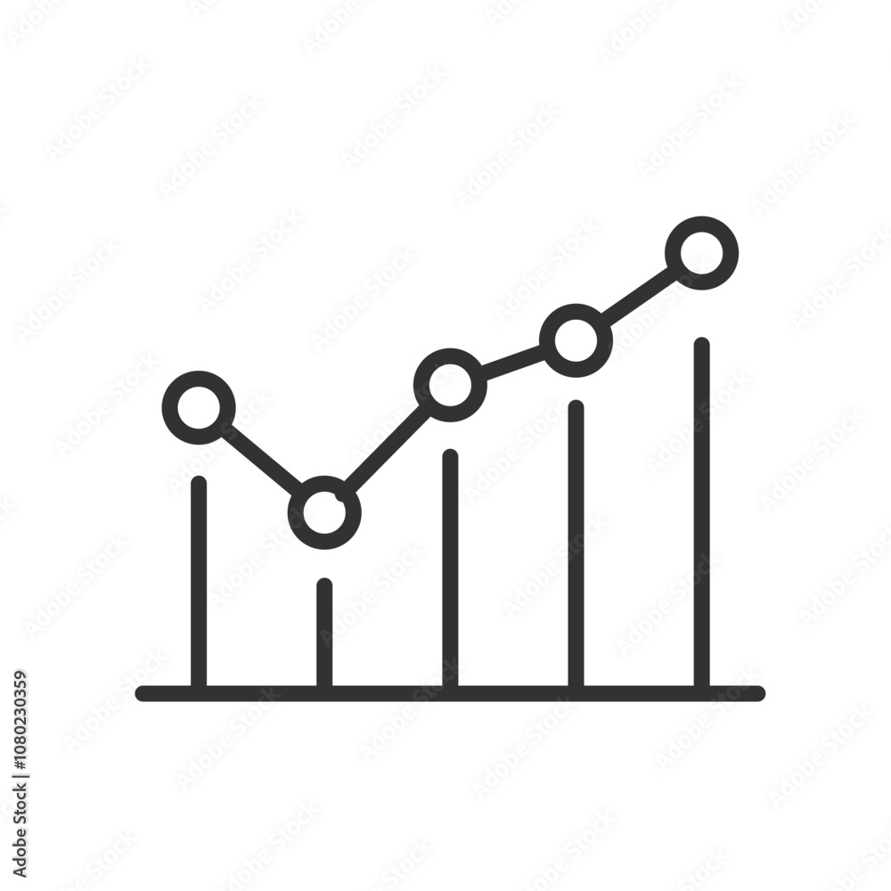 Growth graph with circles, icon in line design. Growth, graph, circles ...