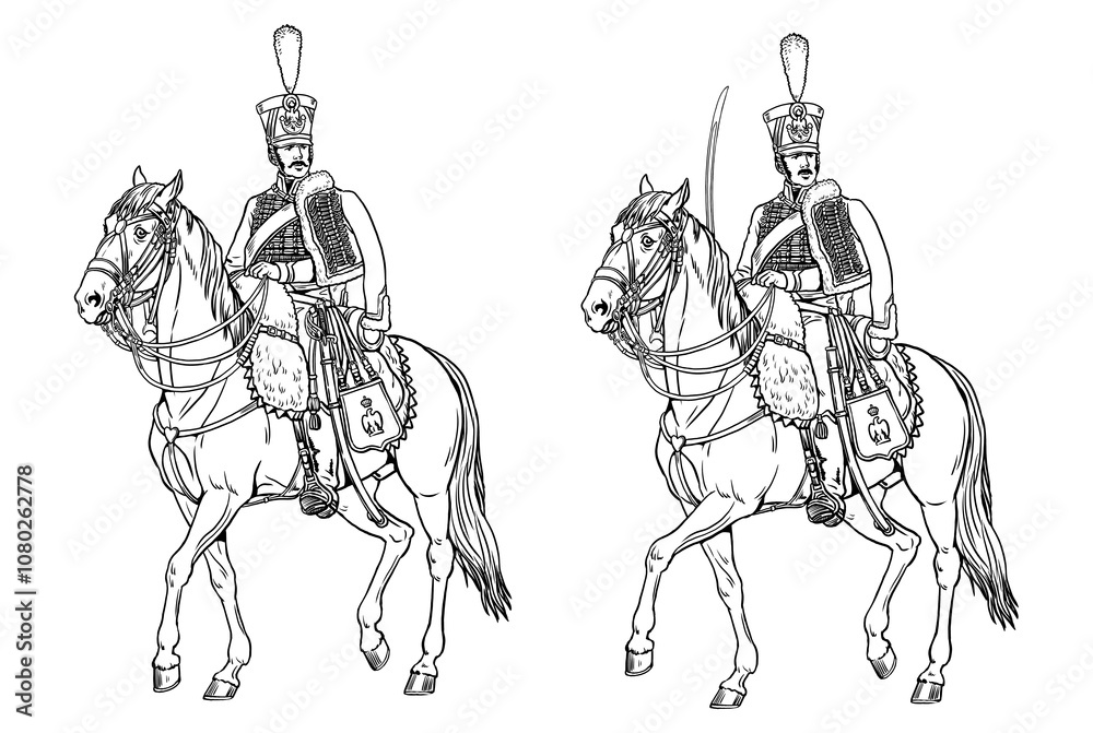 Light cavalry - french Hussar. Mounted soldier of the Napoleonic army ...