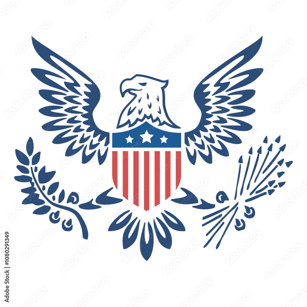 USA coat of arms with eagle and olive branch. The symbol of America ...