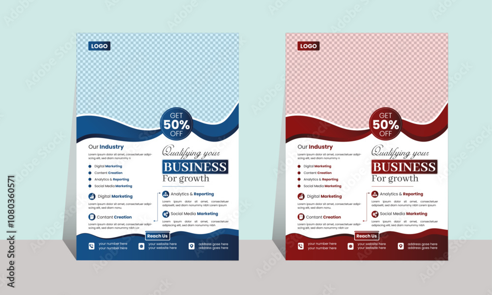 modern and corporate business flyer design template with multiple color ...