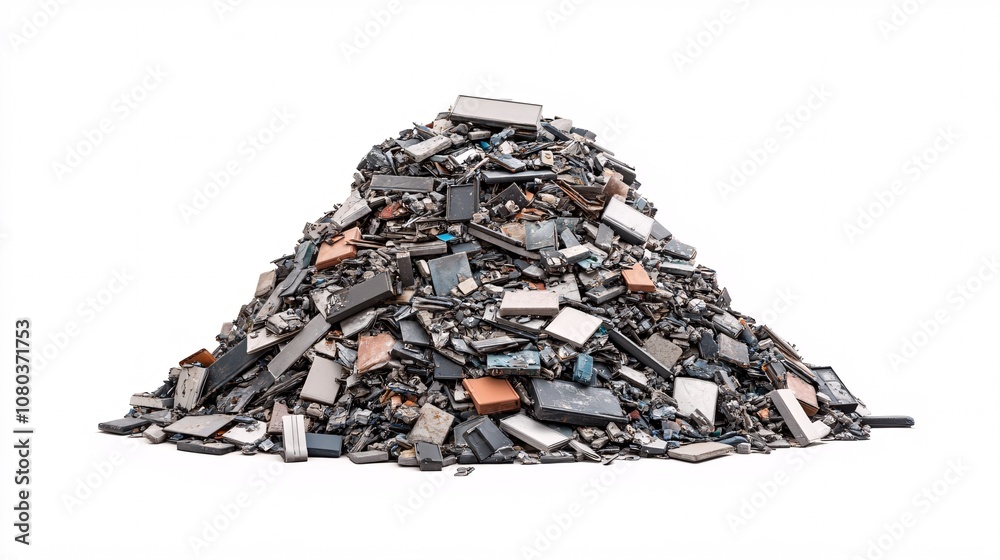 A mountain of discarded electronics and computer parts. E-waste and its ...
