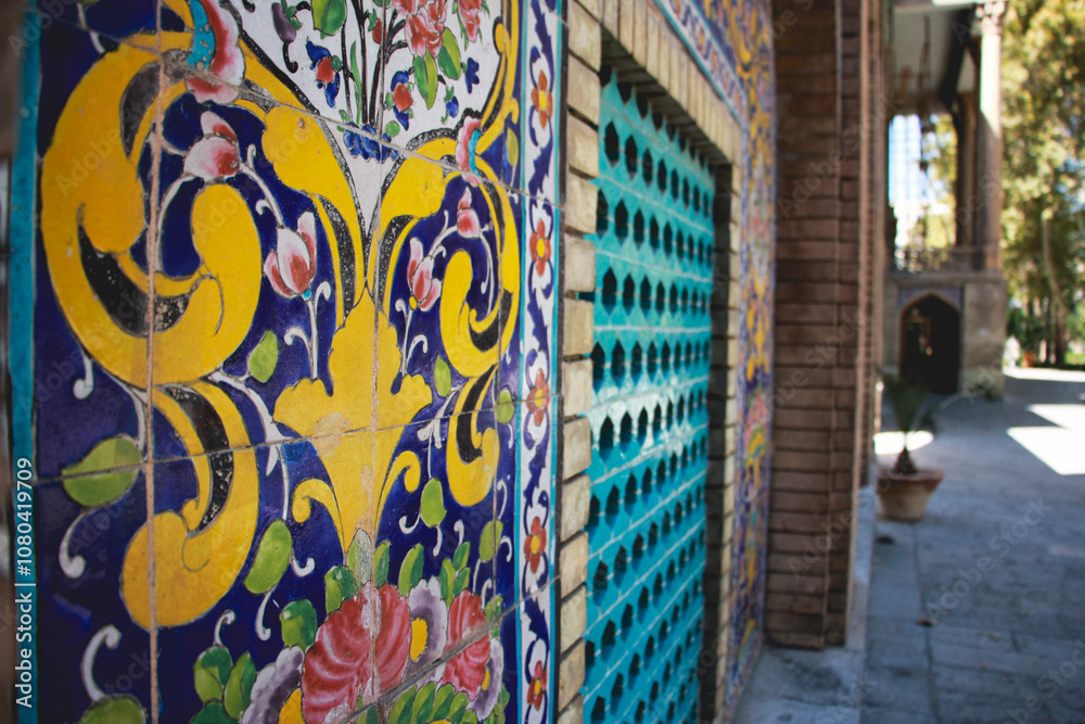 graffiti on the wall, Colorful historic Persian building adorned with ...
