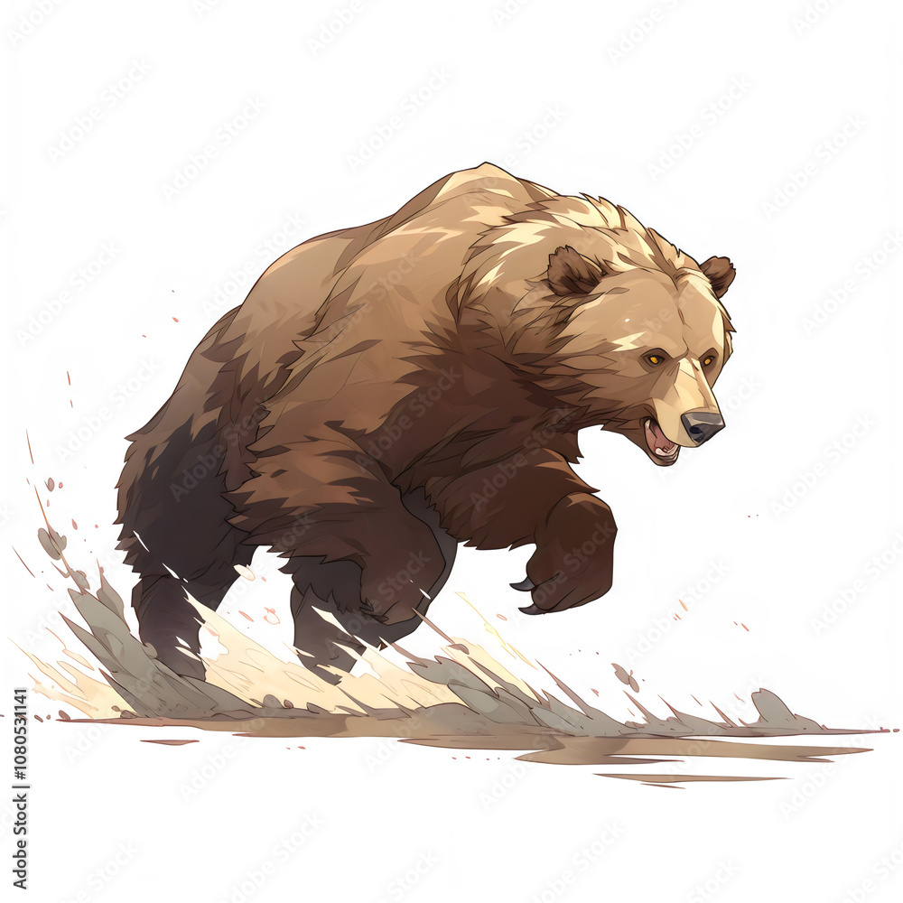 Cartoon of running bear illustration clipart clip art isolated white ...