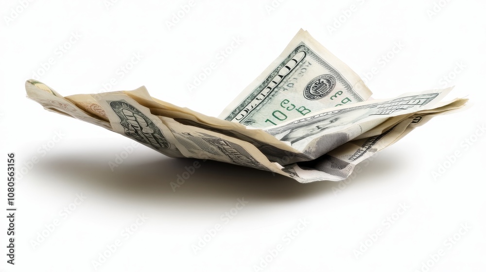 Crumpled American Dollar Bills Stacked and Laid Out on a Clean Surface ...