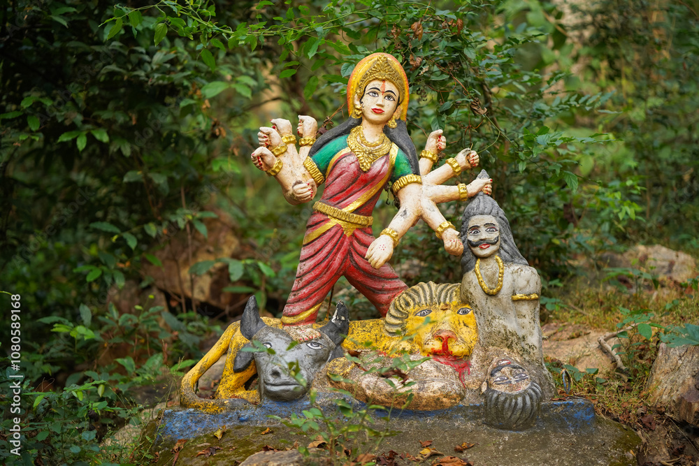 Durga maa forest indian goddess, sacred idol in jungle, nature ...