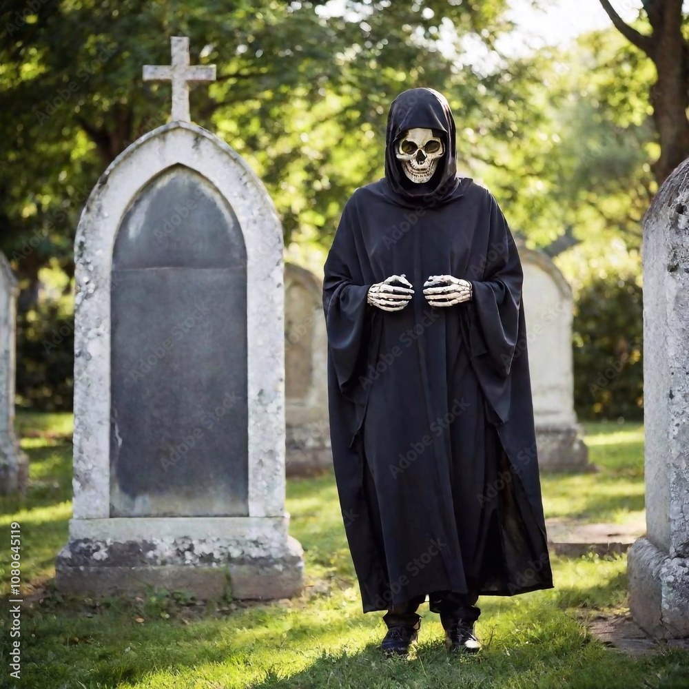 Grim Reaper creature, full body image in cemetery Stock Photo | Adobe Stock