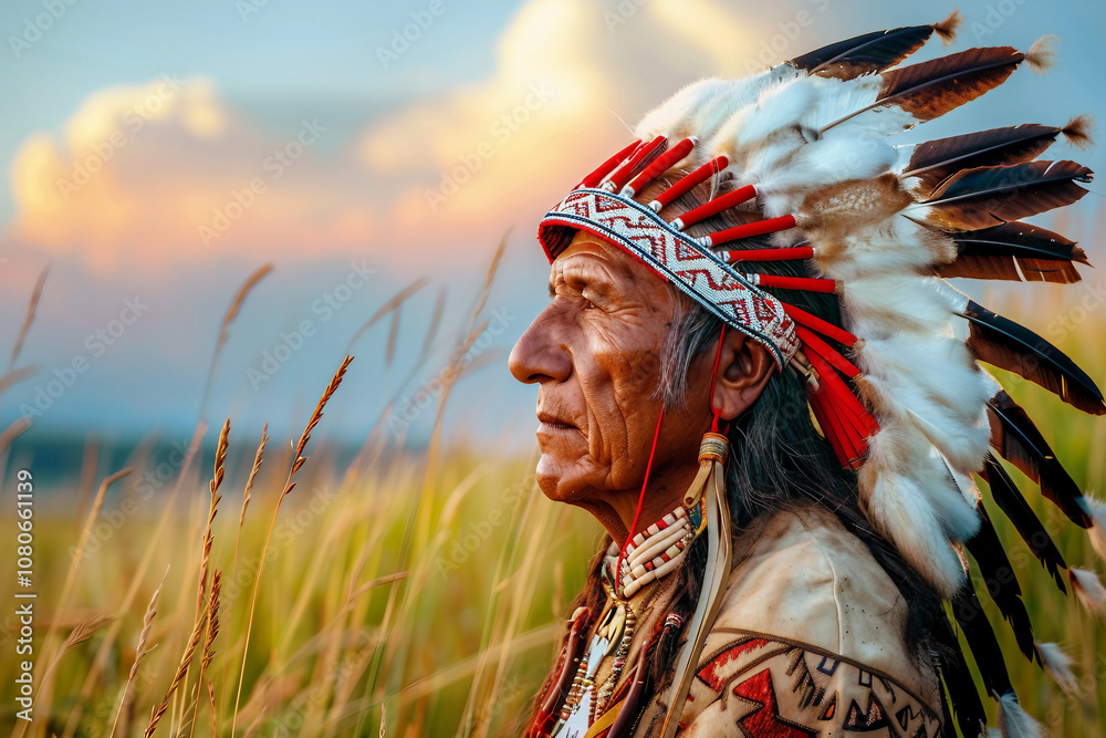 Generative AI image of Native American family members tribe celebrating ...