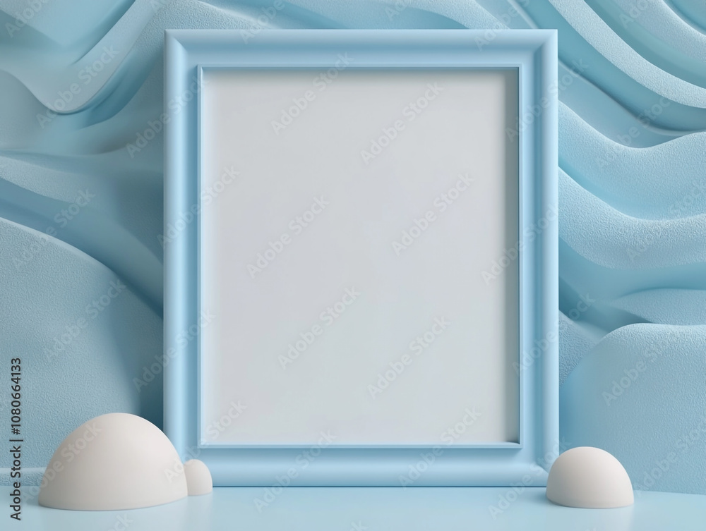 Cute cartoon frame icon, blue frame with rounded corners and pastel ...