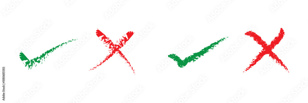 Check cross marks, Tick and Cross sign elements. vector buttons for ...