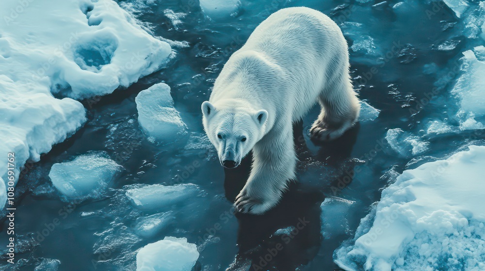 An endangered species, such as a polar bear on shrinking ice ...